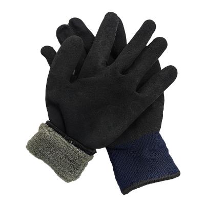 China Black Blue Winter Outdoor Sports Working Latex Impregnated With Foam Cashmere Warm Glove for sale