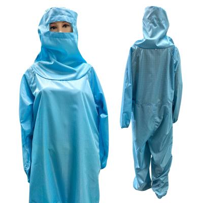 China ESD Anti Static Full Body Suit Coverall With Hood And Mask Blue for sale