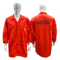 China Red ESD Antistatic Lab Coat With Snap Buttons for sale