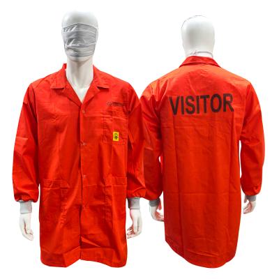 China Red ESD Antistatic Lab Coat With Snap Buttons for sale
