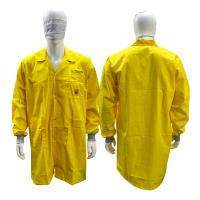 China Yellow ESD Anti Static 5mm Grid TC Cleanroom Smock for sale