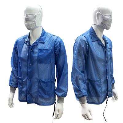 China Anti Static ESD Cleanroom Jacket With Diamond Grid Fabric for sale