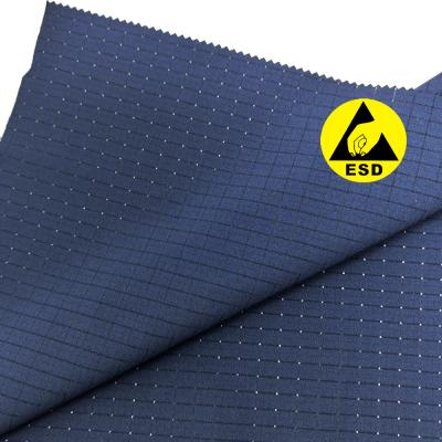 China 96% Polyester 4% Carbon Fiber Navy ESD Mesh Breathable Fabric For Cleanroom Clothes for sale