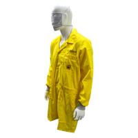 China Yellow 5mm Grid ESD Lab Coat With Snap Buttons for sale