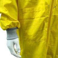 China Yellow 5mm Grid ESD Lab Coat With Snap Buttons for sale