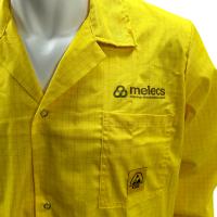 China Yellow 5mm Grid ESD Lab Coat With Snap Buttons for sale