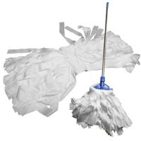 China Long Strip Microfibre Fabric Mop Spinning Type Cleanroom Mop Replacement Cloth for sale