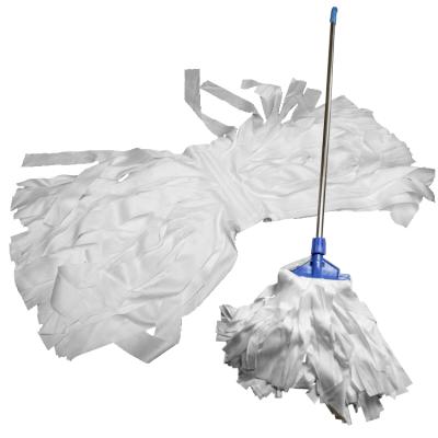 China Long Strip Microfibre Fabric Mop Spinning Type Cleanroom Mop Replacement Cloth for sale