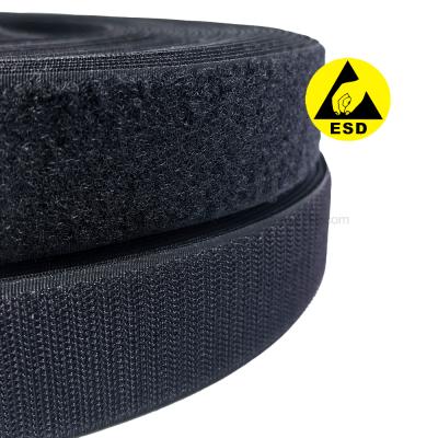 China Black Nylon ESD Antistatic Hook Loop Strap Adhesive Magic Tape for sale