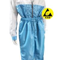 China 5cm Stripe ESD Anti-Static Jacket+Pants Set 99% Polyester+1% Conductive Carbon Filament for sale