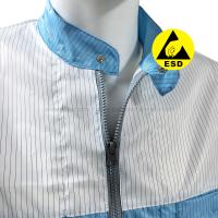 China 5cm Stripe ESD Anti-Static Jacket+Pants Set 99% Polyester+1% Conductive Carbon Filament for sale