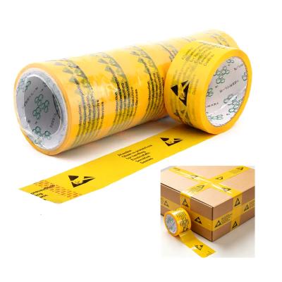 China BOPP Yellow Antistatic Label (not Anti-static Itself) Sealing Tape Packaging Sealing Tape for sale