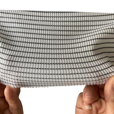 China ESD Knitted ESD Anti-static Rib Fabric White 86%150D-T Polyester+9.5% Carbon Yarn A+4.5%70D SP for sale