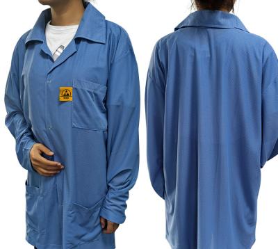 China 96 Polyester 4 Carbon 3mm Diamond Fabric ESD Antistatic Coat for sale