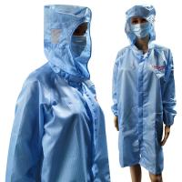 China 5mm Stripe Polyester Carbon Fiber ESD Smocks Coats For Lab for sale