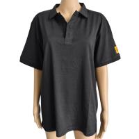 China 96% Cotton ESD Anti Static T Shirts Black Unisex For Cleanroom Laboratory for sale