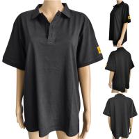 China Cotton Polo Shirt ESD Safe Clothing Antistatic Unisex For Cleanroom Laboratory for sale