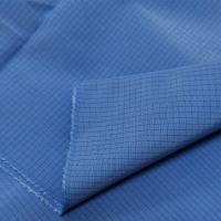 China 4mm Grid Blue Dust Free Washable ESD Antistaic Fabric 65% Polyester 33% Cotton for sale