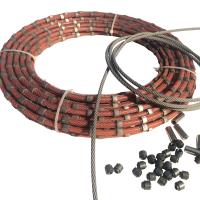 China 8.8mm Diamond Wire Saw for Marble Profiling - 32 Beads/Meter with Plastic Reinforcement for Stone Cutting for sale