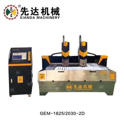 China CNC Planar Stone Carving Machine 1800x2500mm Worktable 7.5kWx2 Spindles for Granite for sale