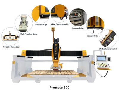 China 5-Axis Bridge Stone Cutting Machine CNC Granite Marble Profiling Saw 22kW 3400x2000mm for sale