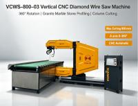 China Vertical CNC Diamond Wire Saw Machine with 360° Rotation for Granite Marble Curve Cutting | 7.5-15 kW Motor Power & 3+3 Ton Workbench Load for sale