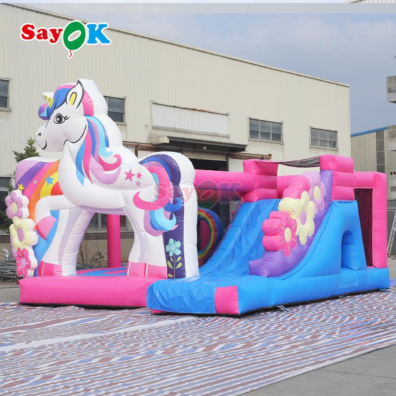 unicorn inflatable bounce slide combo