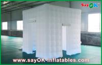 China Inflatable Photo Booth White Portable Square 2.4x2.4x2.5m with LED Lights and 2 Doors for sale