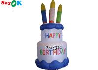 China Custom Inflatable Birthday Cake Yard Decoration 210D Oxford Cloth PVC Tarpaulin Advertising Cake for sale