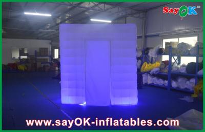 China Inflatable Photo Booth Cube 2.4x2.4x2.5m with LED Lights and Curtain for Wedding Party Rental for sale