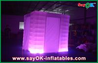 China Custom Square Inflatable Photo Booth 2.4x2.4x2.5m 210D Polyester with LED Lighting for Wedding Party for sale