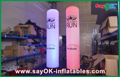 China White Oxford Cloth Inflatable Pillar 2m 2.5m 3m for Wedding Decoration with LED Light for sale