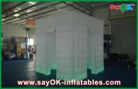 China Inflatable Photo Booth 2.4x2.4x2.5m White Oxford Cloth with LED Lights Portable for Wedding Events for sale