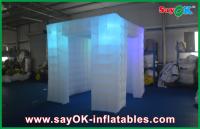 China Inflatable Photo Booth 2.4x2.4x2.5m with LED Lights White Oxford Cloth Wedding Party for sale
