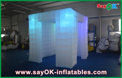 China Inflatable Photo Booth 2.4x2.4x2.5m with LED Lights White Oxford Cloth Wedding Party for sale