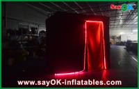 China Inflatable Photo Booth 2.4x2.4x2.5m Black Advertising Tent with LED Lights Durable Oxford Cloth for sale