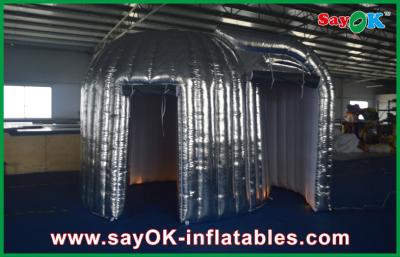 China Custom Inflatable Photo Booth 4x3x2.5m with LED Lights Silver Oxford Cloth for Party Rental for sale