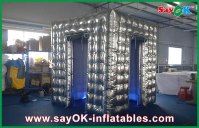 China Customized Inflatable Photo Booth 2.4x2.4x2.5m with Two Doors and RGB LED Lights for Events for sale