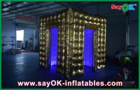 China Square Gold Sticker Inflatable Photo Booth Kiosk 2.4x2.4x2.5m with RGB LED Light for sale