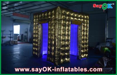 China Square Gold Sticker Inflatable Photo Booth Kiosk 2.4x2.4x2.5m with RGB LED Light for sale