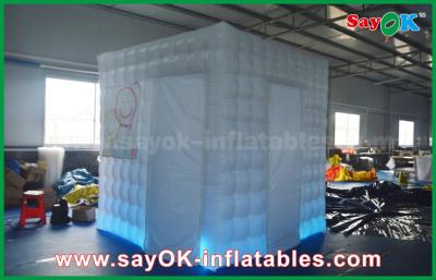 China Inflatable Photo Booth Case 2.4x2.4x2.5m Two Door White Oxford Cloth Advertising Display for sale