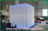 China White Inflatable Photo Booth 2.5x2.5x2.5m Square Two Doors with RGB LED Lighting for sale
