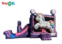 China Custom Inflatable Unicorn Bounce House with Water Slide 0.4mm PVC for Commercial Rental for sale