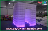 China White Inflatable Photo Booth Cabinet 2.5x2.5x2.5m Oxford Cloth Enclosed Mobile Kiosk for sale