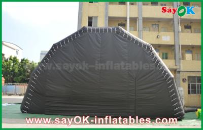 China Customized Inflatable Work Tent 8x6x5m Black PVC Event Tent with LED Light for sale