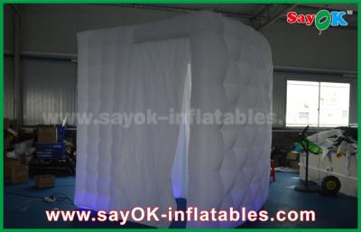 China White Inflatable Photo Booth Enclosure 2.4x2.4x2.4m Cube with LED Lighting for Events for sale