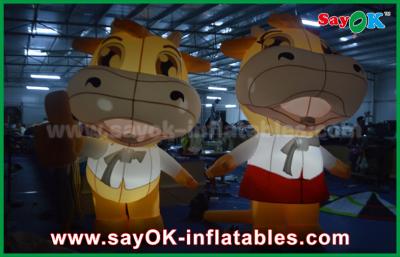 China Custom Inflatable Cartoon Cow with LED Lighting 2m Height 210D Oxford Cloth for sale