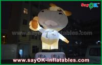China 10m Giant Inflatable Cow Cartoon White with LED Light for Advertising Birthday Parties for sale