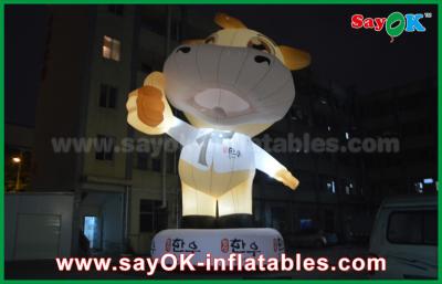 China 10m Giant Inflatable Cow Cartoon White with LED Light for Advertising Birthday Parties for sale