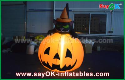 China Durable Halloween Inflatable Holiday Decorations Pumpkin Cat With Led Lighting for sale